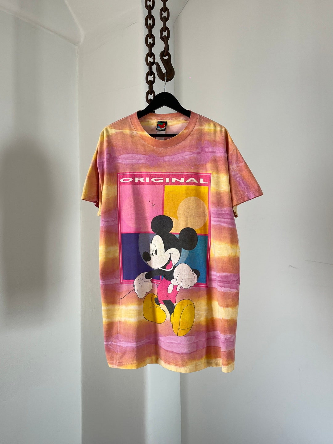 Acid Rave Mickey Tie and Dye Pink Yellow Graphic T !! Size XXL - Etsy