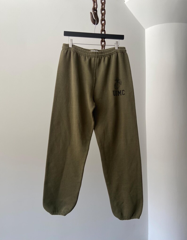 Vintage Olive Green USMC Marine Elastic Waist Cuff Sweat Pants - Soffe ...