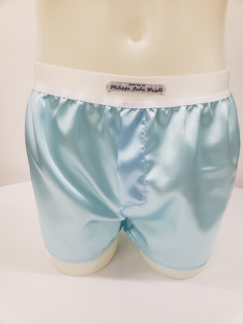 Pale Blue Satin Boxer Shorts for Men Made in France - Etsy