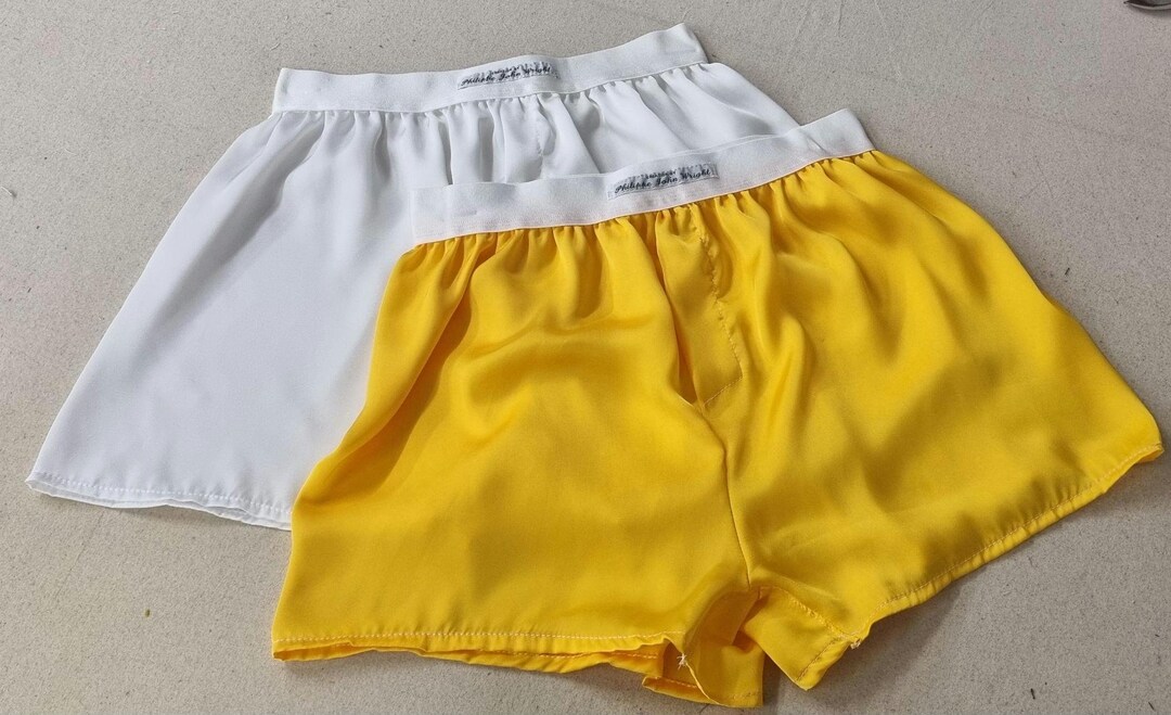 Silk Boxer Shorts YELLOW and WHITE Light See Through Underwear for Men ...