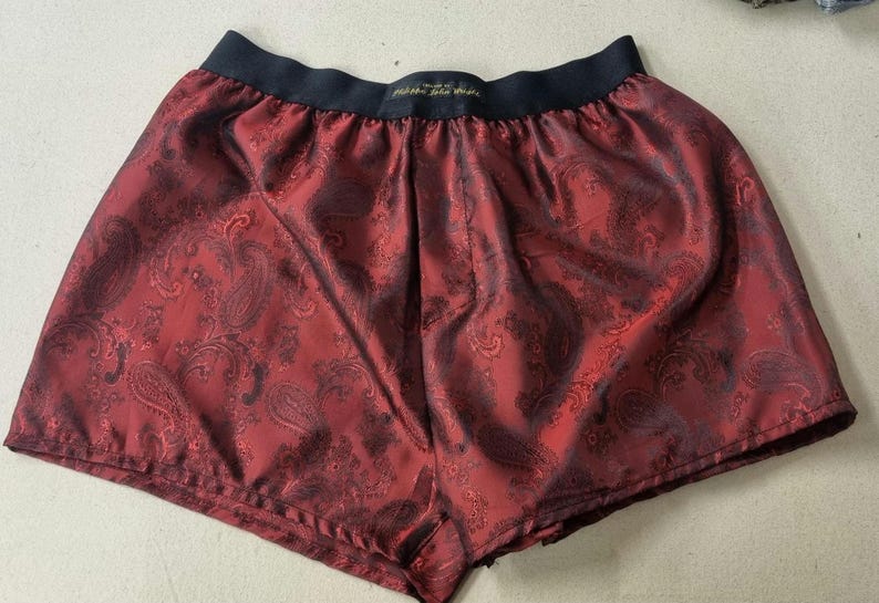 MEN Silk Boxer Shorts Bundle Paisley Handmade in France; Black, Red ...