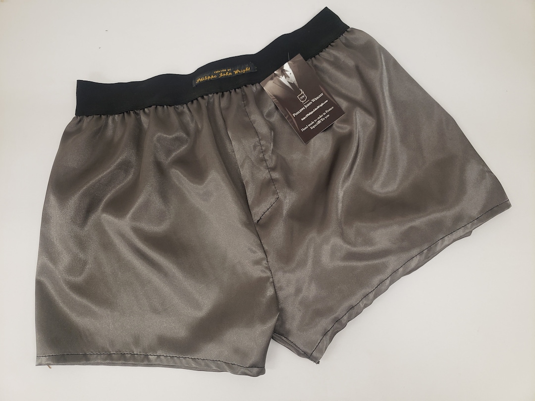 Silver Satin Boxer Shorts for Men Made in France - Etsy
