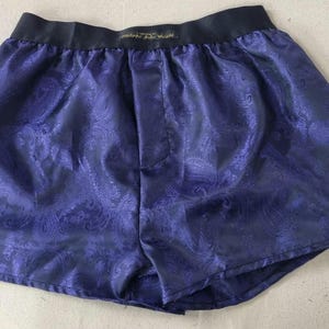 Silk Boxer Shorts in Red and Purple Paisley Pattern Handmade in France ...