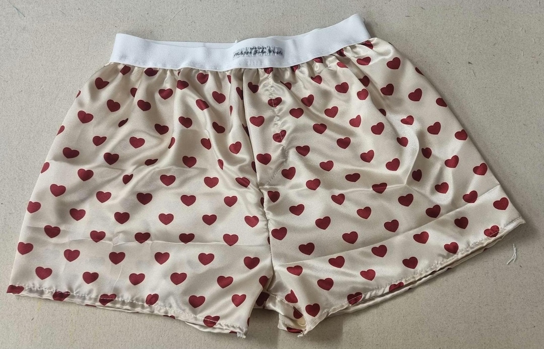 Love Heart Silky Soft Satin Boxer Shorts for Men Handmade in France ...
