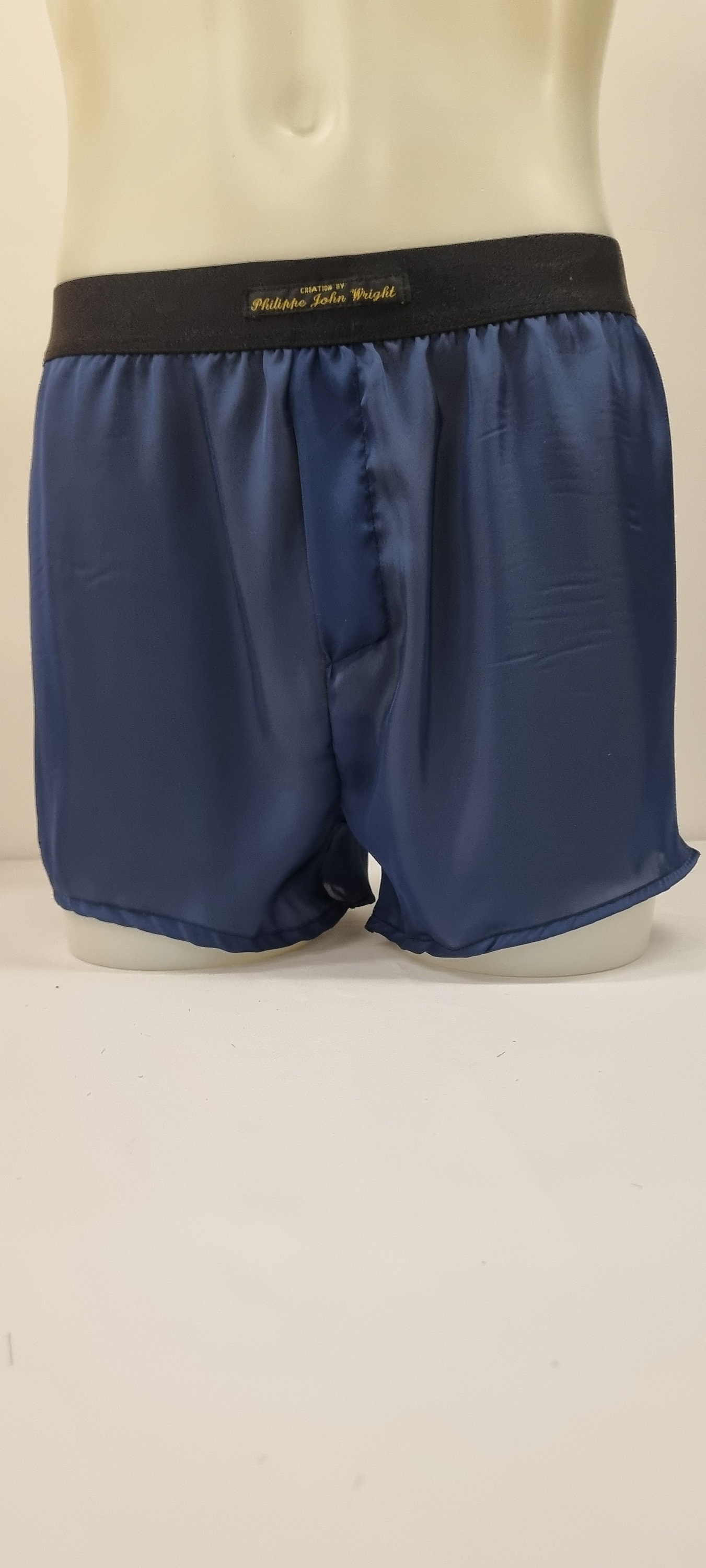 See Through Navy Blue Silky Satin Sheer Boxer Shorts for Men Made in ...