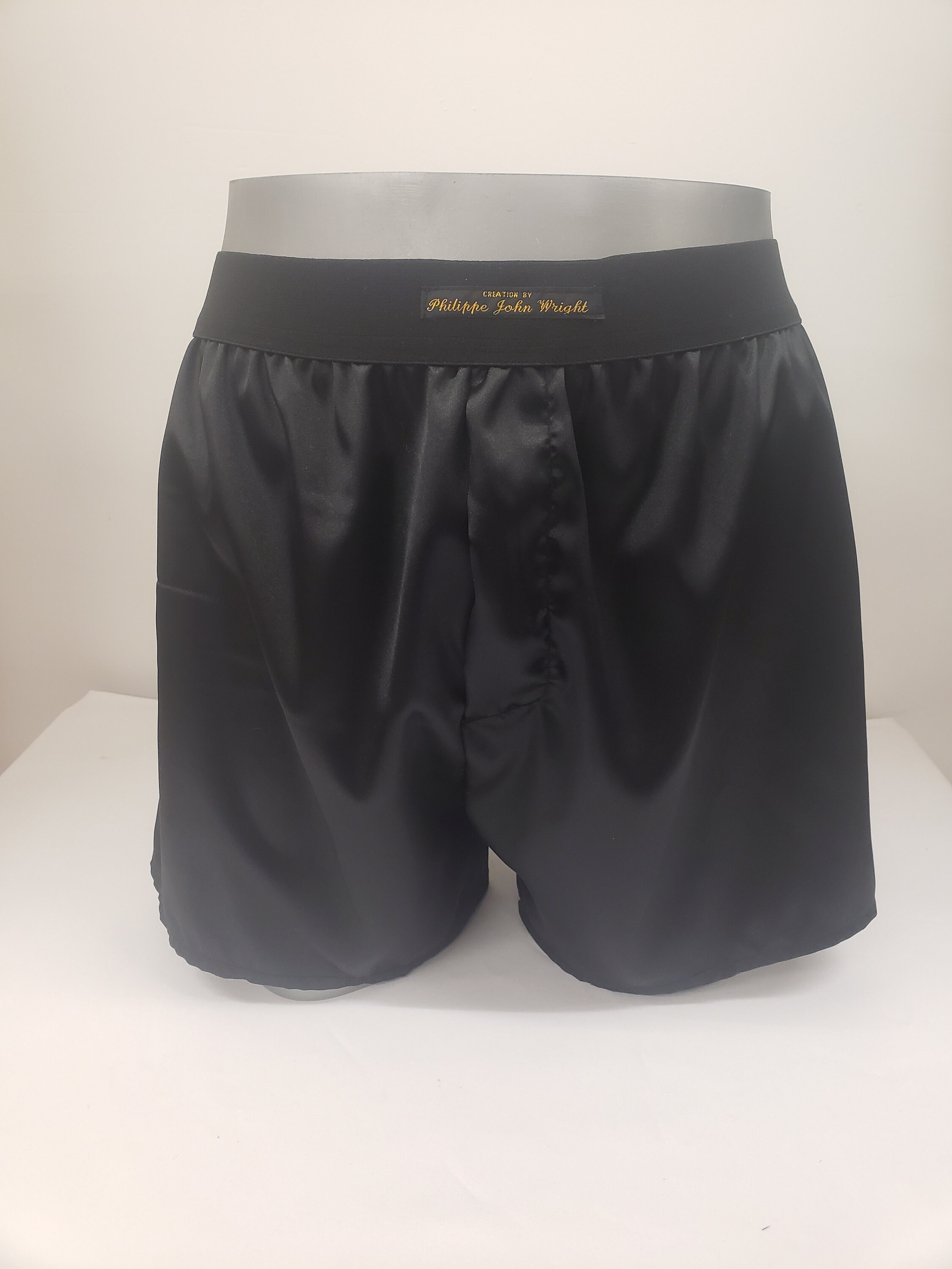 BLACK Silky Satin Boxer Shorts for Men Made in France - Etsy