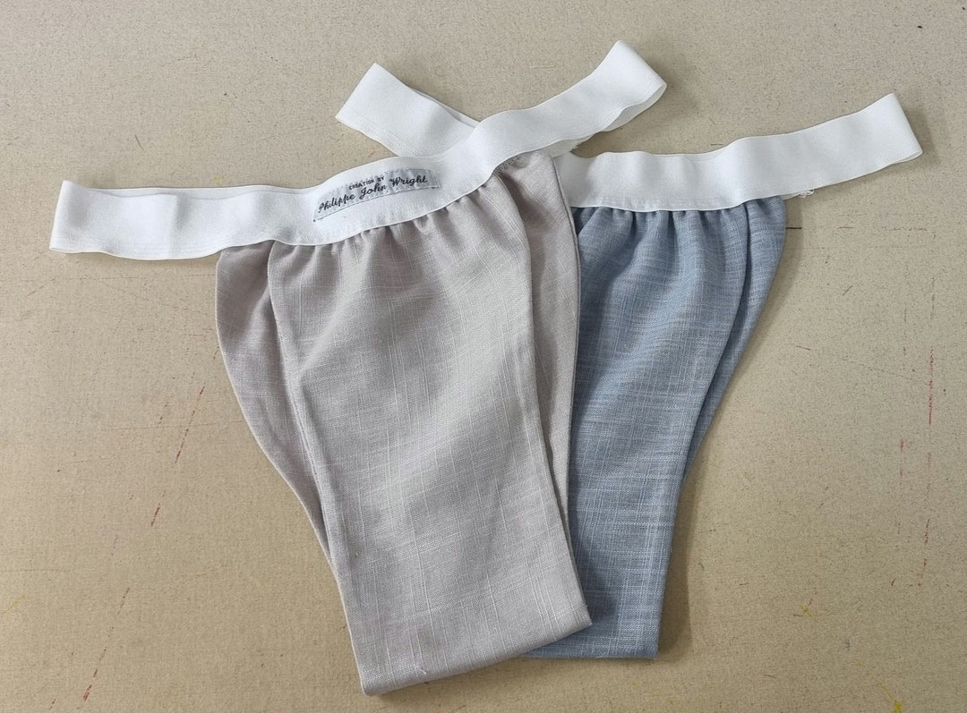 Men Thong BLUE and BEIGE Organic Linen Briefs Tanga Like Underwear ...