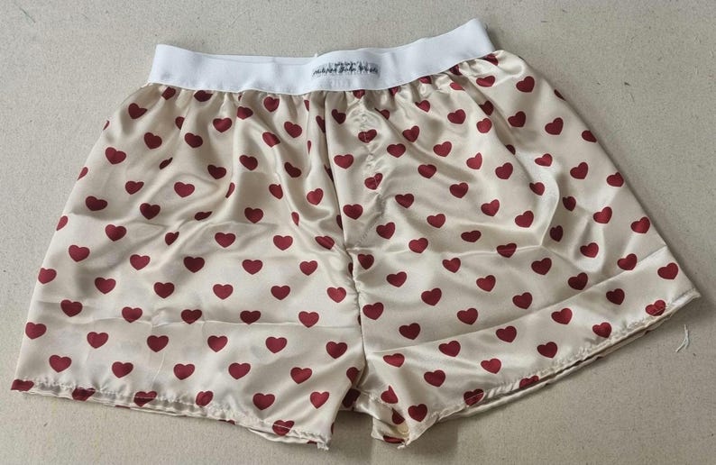 Love Heart Silky Soft Satin Boxer Shorts for Men Handmade in France ...
