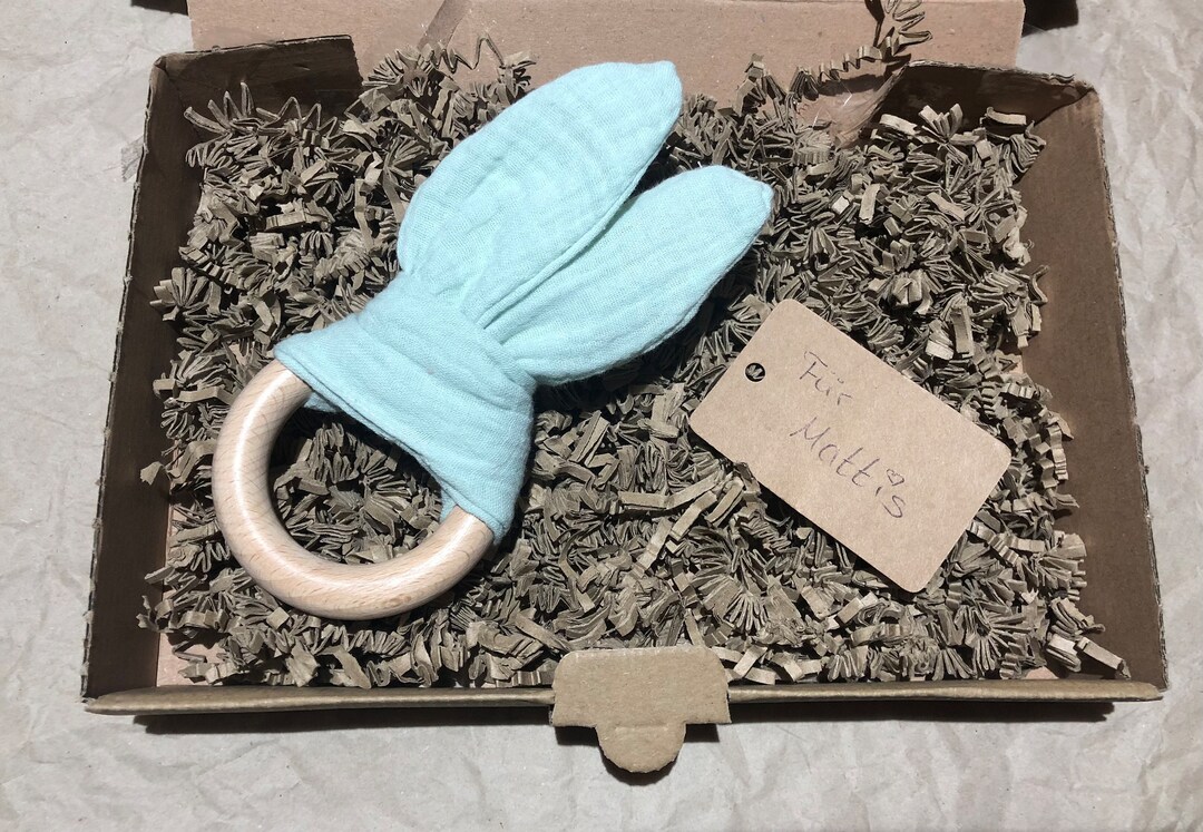 Baby Grasping Toy Made of Wood and Organic Muslin With Crackling Tubes ...