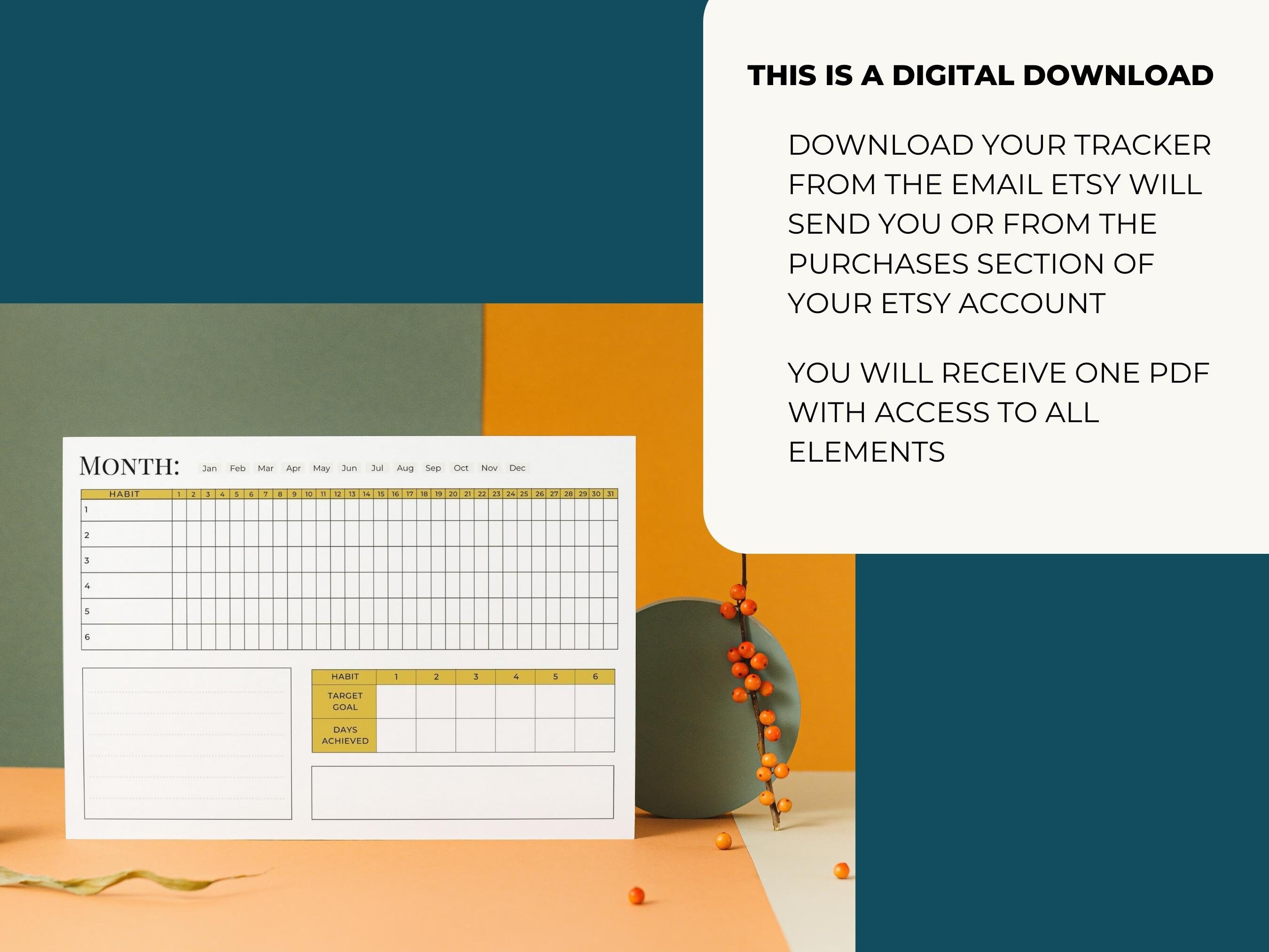 Printable UNDATED Habit Tracker Instant PDF Download - Etsy