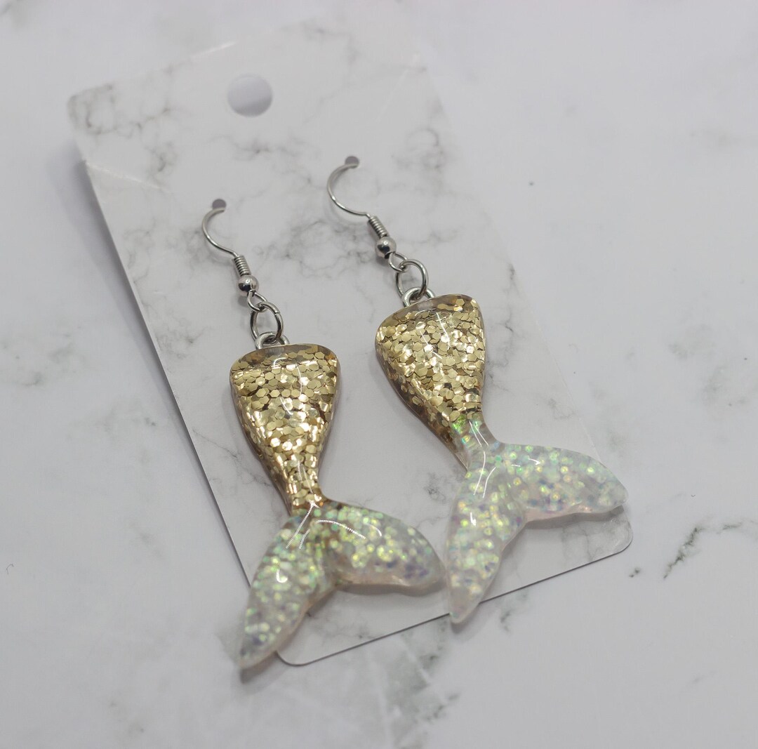 Mermaid Tail Earrings,shiny Mermaid Tail Dangle Earrings,marine ...