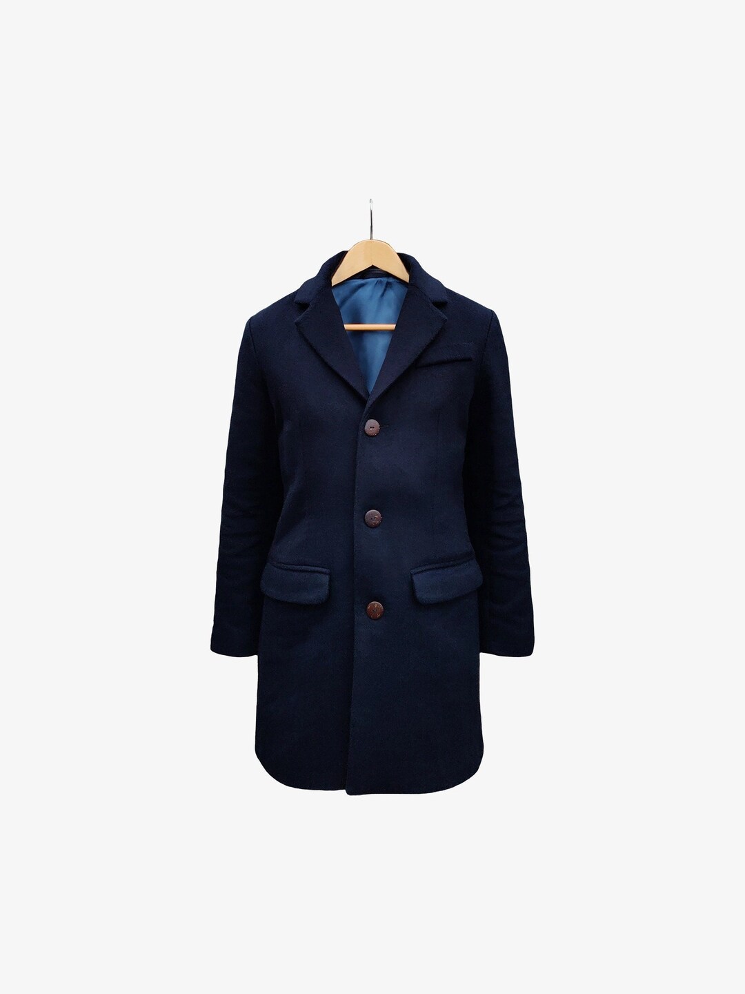 Overcoat Men Navy Blue 100% Pure Italian Wool Slim Fit - Cub Sigma - Etsy