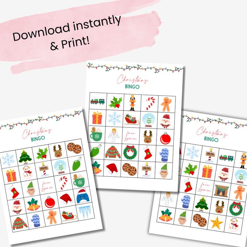 Christmas Bingo Cards: Holiday Kids Game (printable PDF) - Etsy