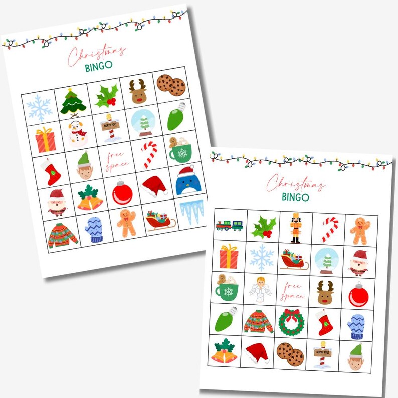 Christmas Bingo Cards: Holiday Kids Game (printable PDF) - Etsy