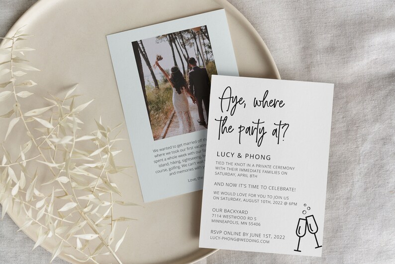 Cheeky Minimalist Reception Invitation, Reception Invitation, Reception ...