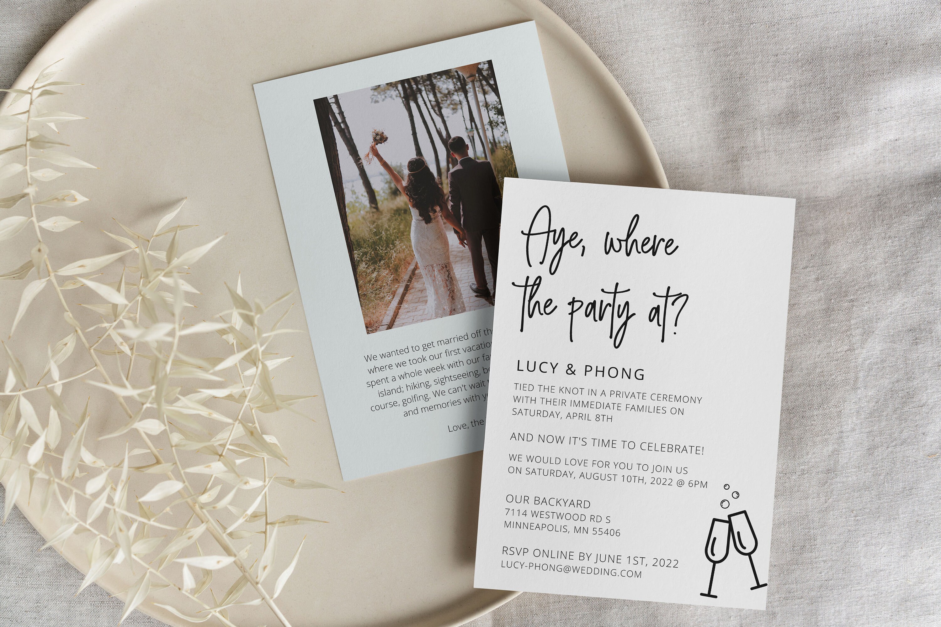 Cheeky Minimalist Reception Invitation, Reception Invitation, Reception ...