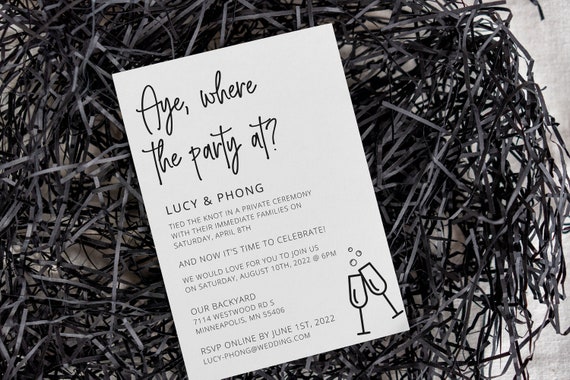 Cheeky Minimalist Reception Invitation Reception Invitation - Etsy