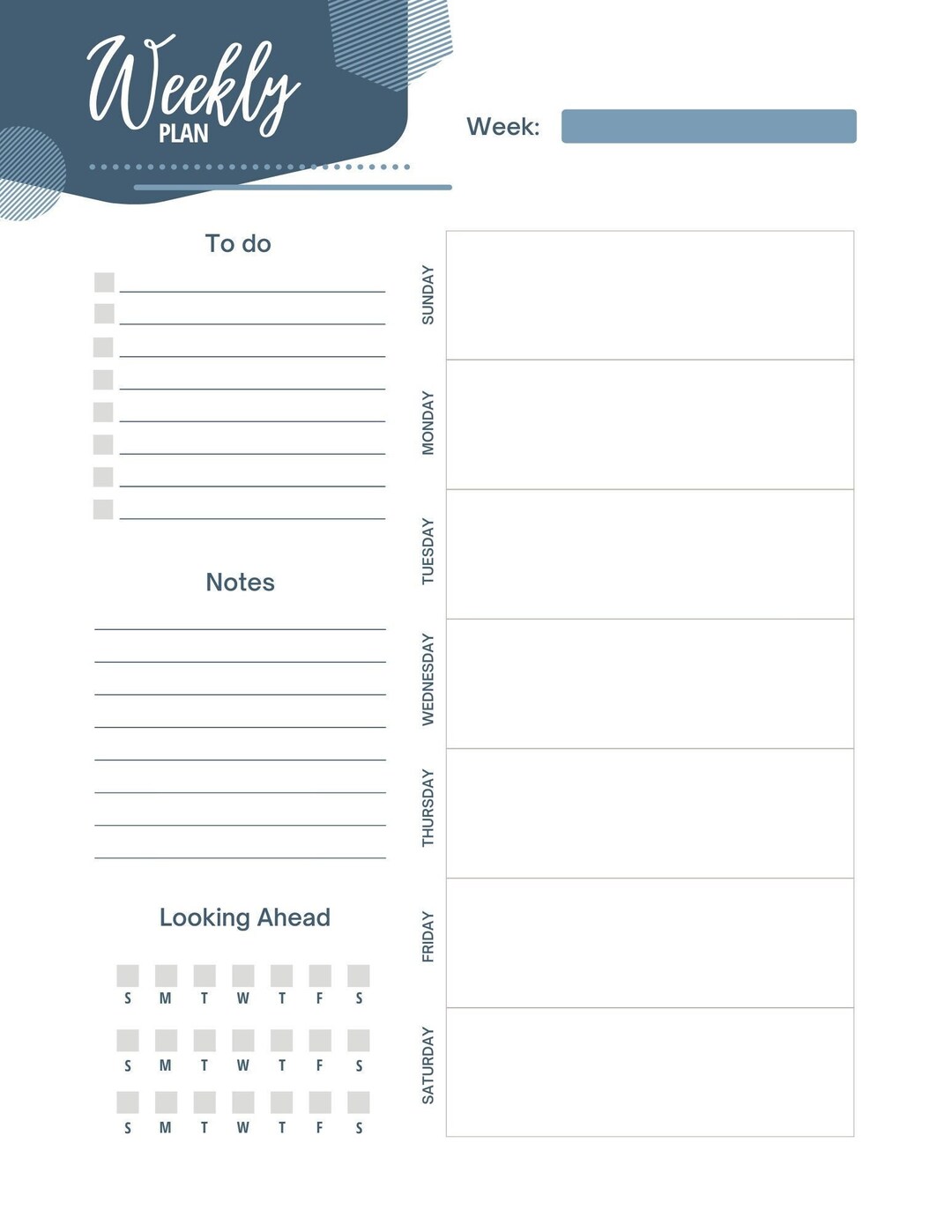 Minimalistic Weekly Planner Instant Download Printable Schedule, ADHD ...