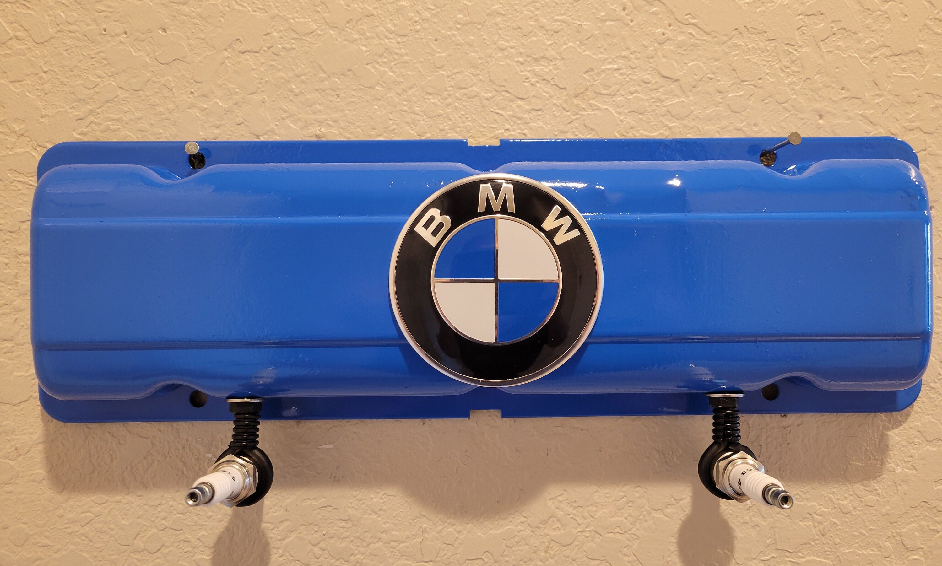 Repurposed Classic Blue BMW Valve Cover Rack | Man Cave, Garage, Office ...
