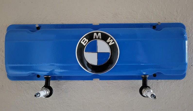 Repurposed Classic Blue BMW Valve Cover Rack | Man Cave, Garage, Office ...