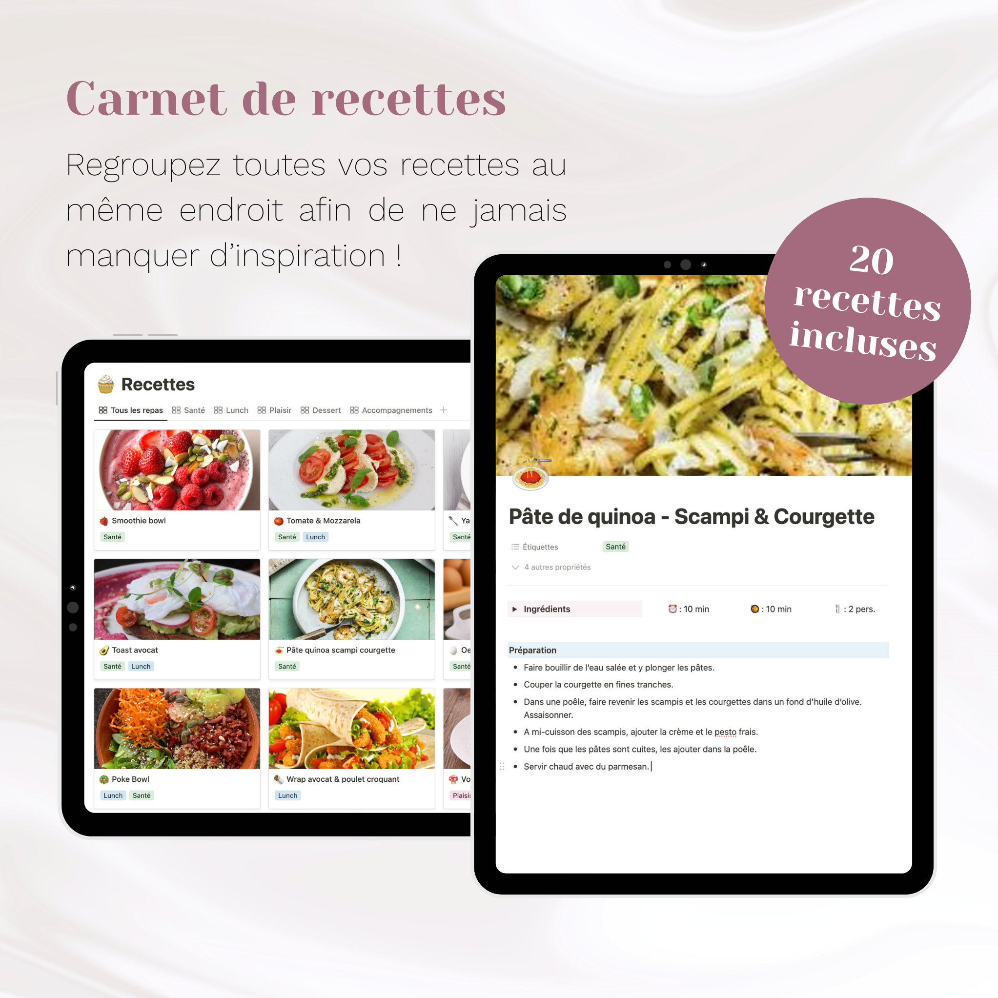 Planificateur de repas EN FRANCAIS | Notion - Menu de la semaine et ...