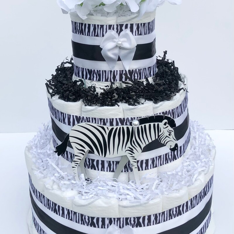 Zebra Diaper Cake - Etsy