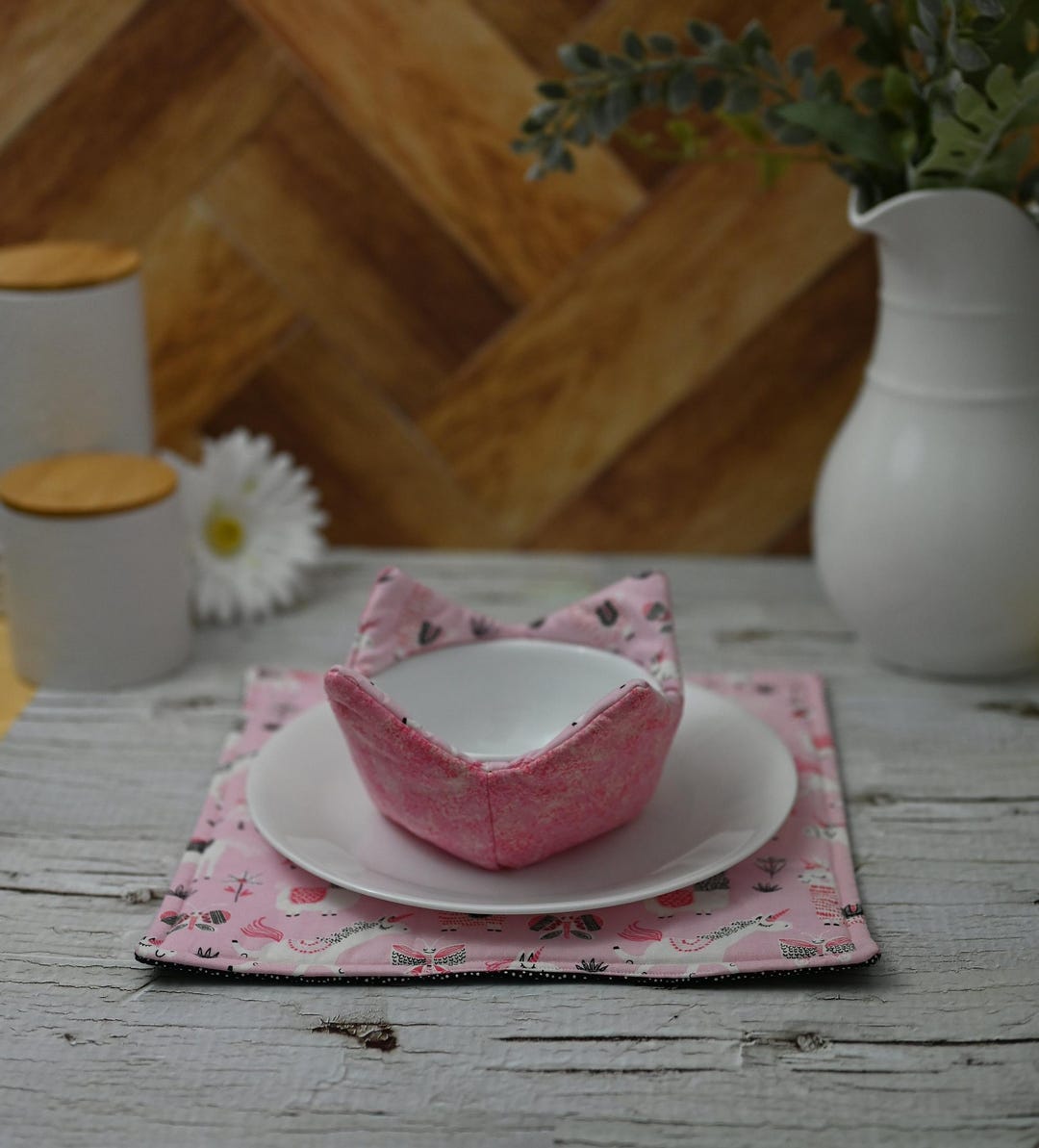 Plate Cozy. Small Bowl Cozy. Large Cartoon Style Unicorn Fabric Plate ...