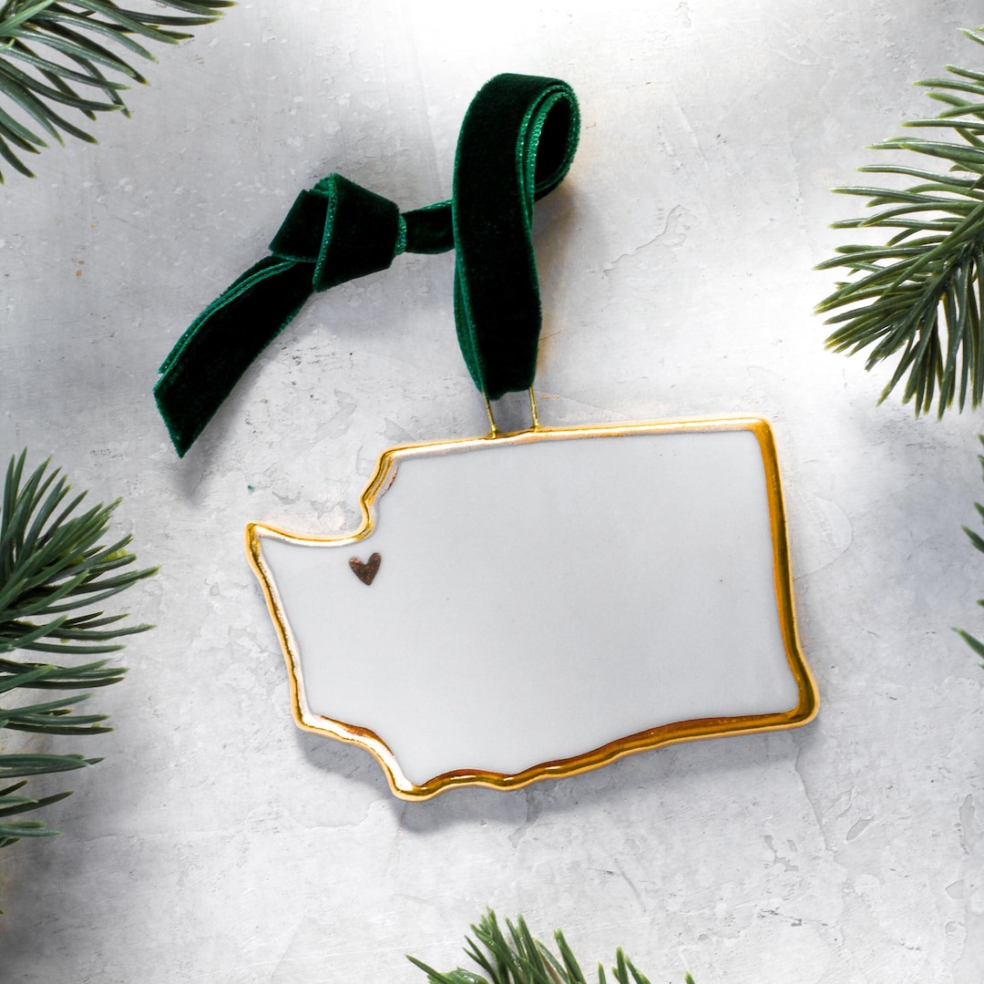 Washington State Christmas Tree Ornament: State Keepsake W/ 22k Gold ...