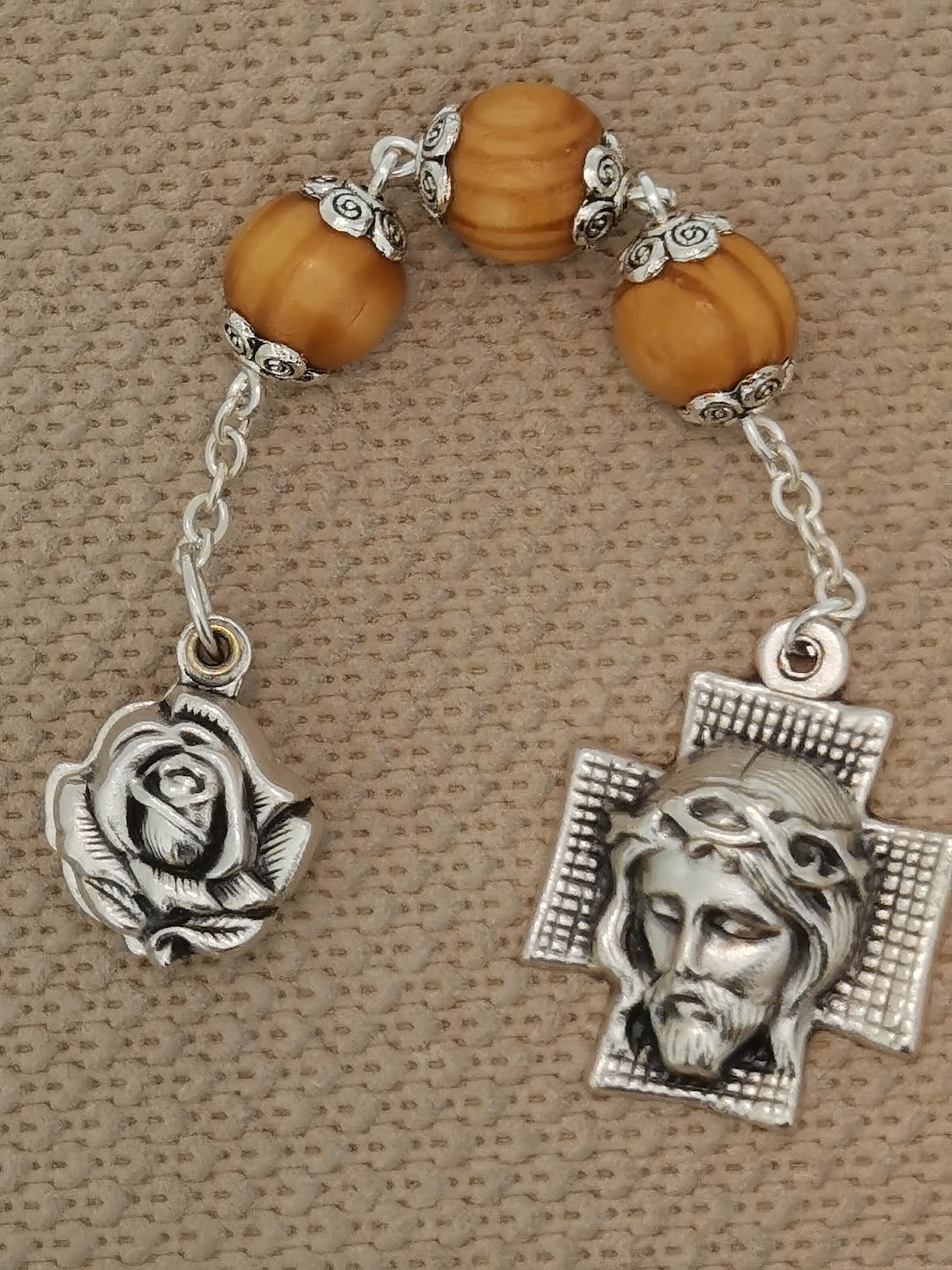 Three Hail Mary Chaplet of Holy Face of Jesus Cross - Etsy