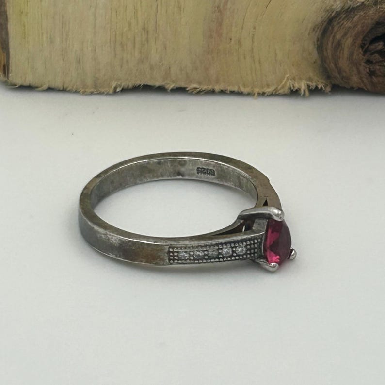 Pear Garnet & Moissanite 925 Sterling Silver Ring: Vintage Wedding ...