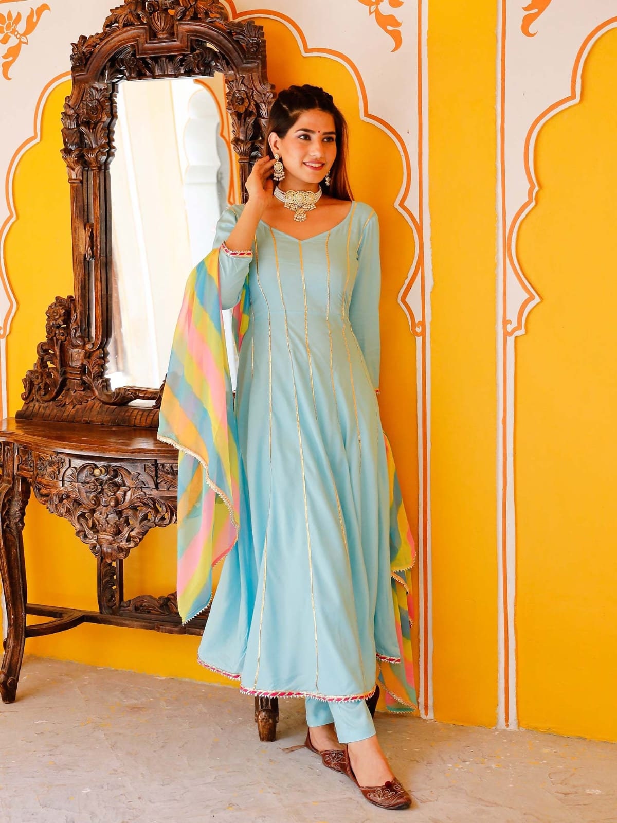 Indian Ethnic Green Heavy Reyon Kurta With Fully Gota Work - Etsy
