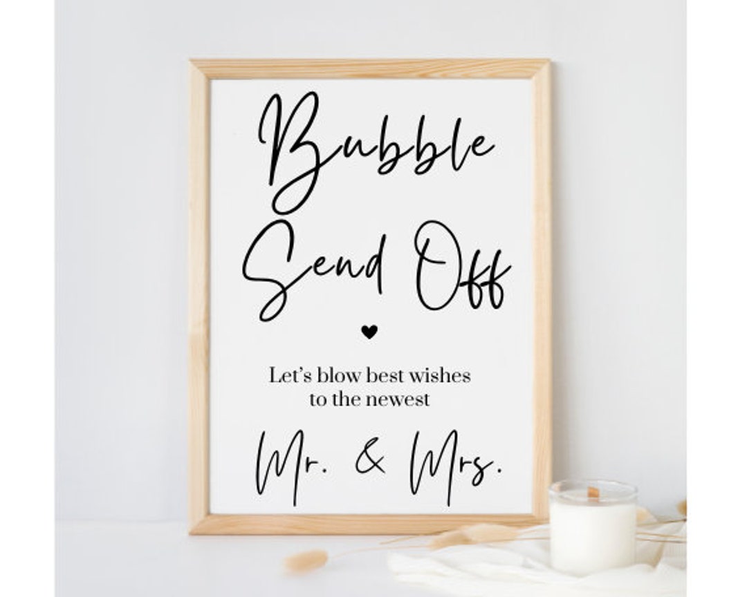 PRINTABLE Bubble Send off Sign for Weddings, Printable DOWNLOAD ...