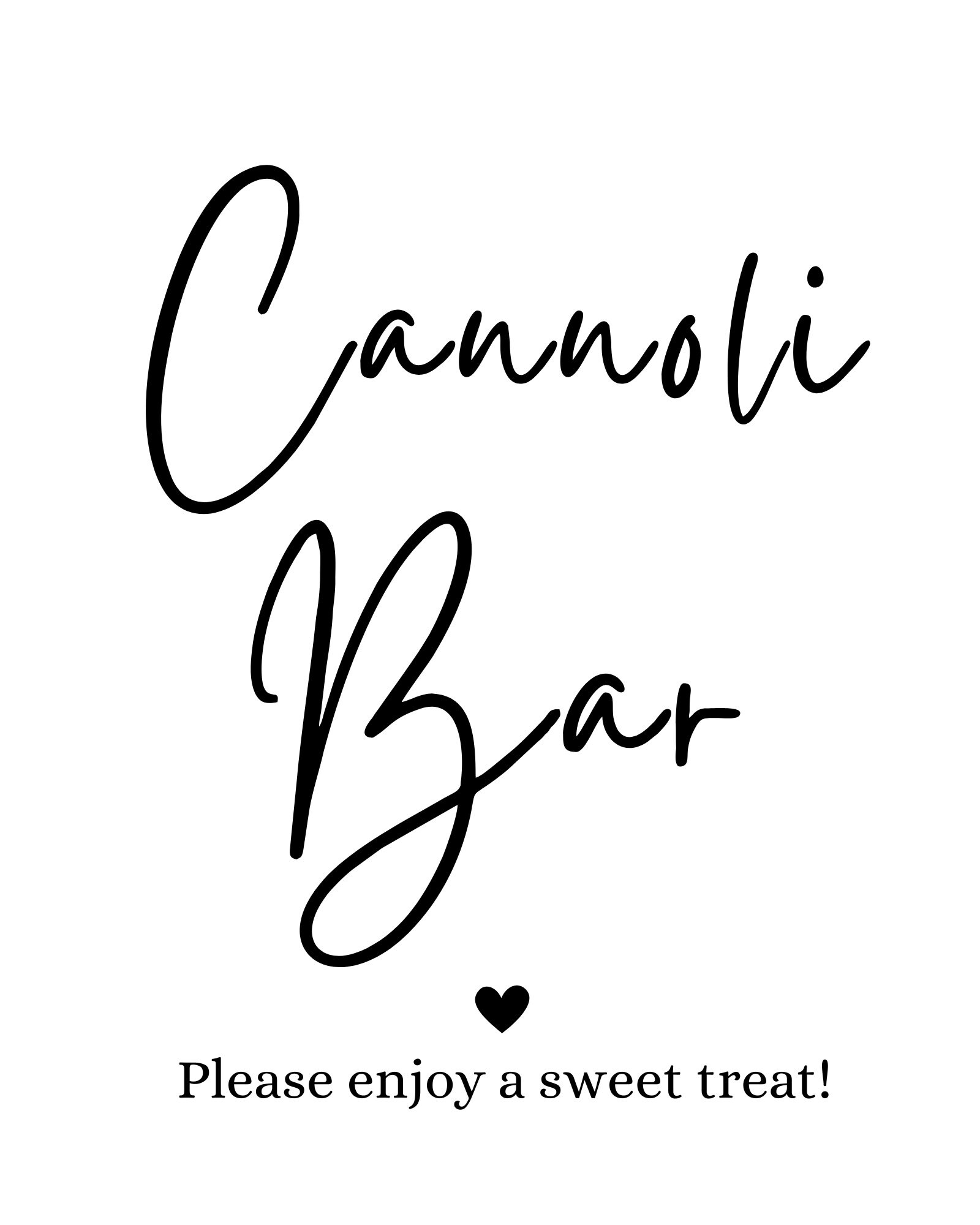 Cannoli Bar Wedding Party Sign, Dessert Table Sign, Cannoli Dessert for ...