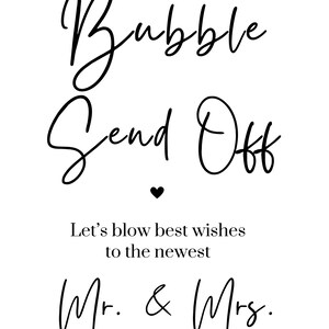 PRINTABLE Bubble Send off Sign for Weddings, Printable DOWNLOAD ...