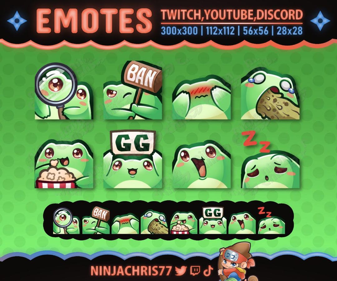 Froggy Emote Set #3 | 8 Emotes for Twitch, Youtube, Kick & Discord - Etsy