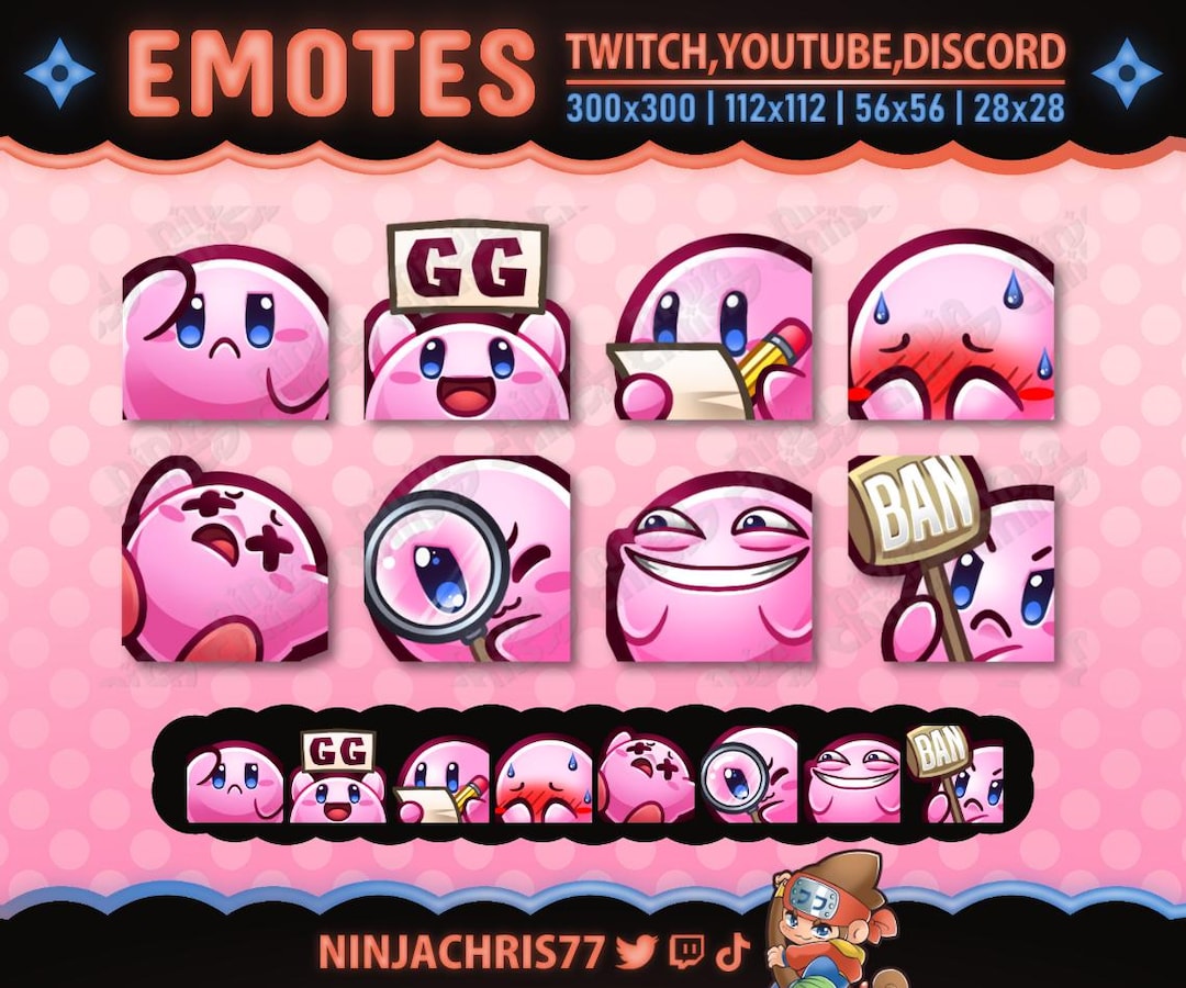 Kirby Emote Set #2 | 8 Emotes for Twitch, Youtube, Kick & Discord - Etsy