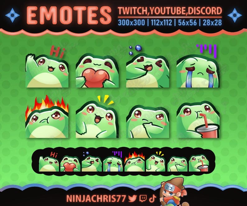 Froggy Emote Set #1 | 8 Emotes for Twitch, Youtube, Kick & Discord - Etsy
