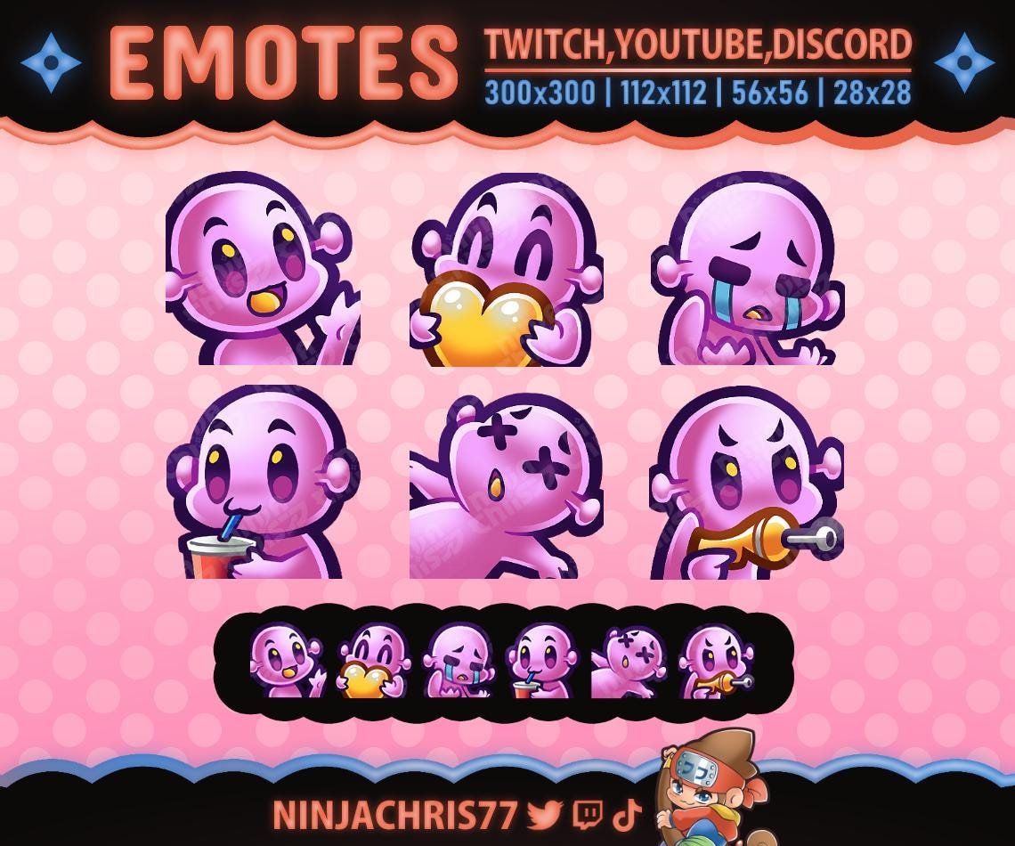 Aliens Emote Set | 6 Purple Alien Emotes for Twitch, Youtube, Kick ...