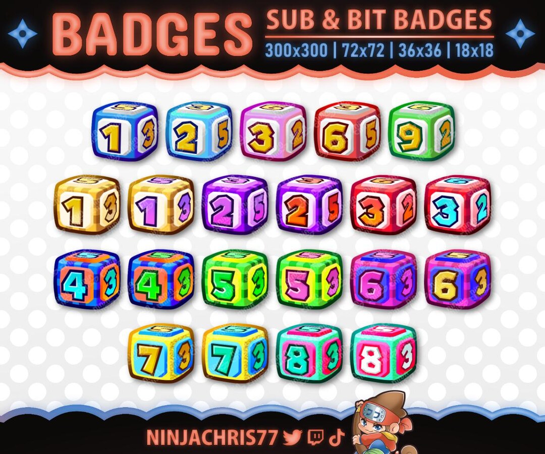 21 Dice Badges | Subscriber Badges for Twitch - Etsy