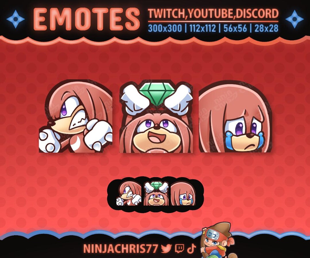 Knuckles Emote Set | Sonic Emotes for Twitch, Youtube, Kick & Discord ...