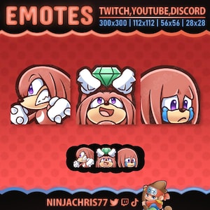 Knuckles Emote Set | Sonic Emotes for Twitch, Youtube, Kick & Discord ...