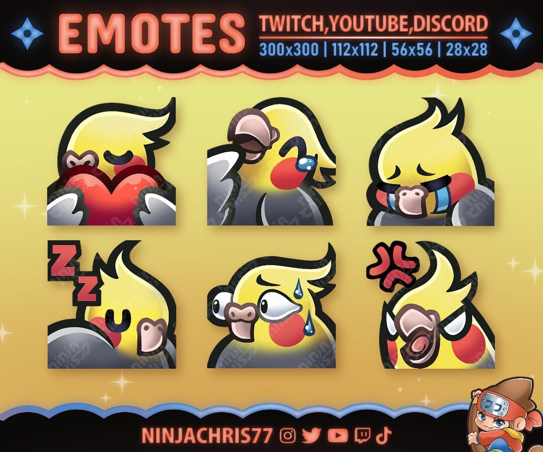Birb Emote Set Cockatiel Emotes for Twitch, Youtube, Kick & Discord - Etsy