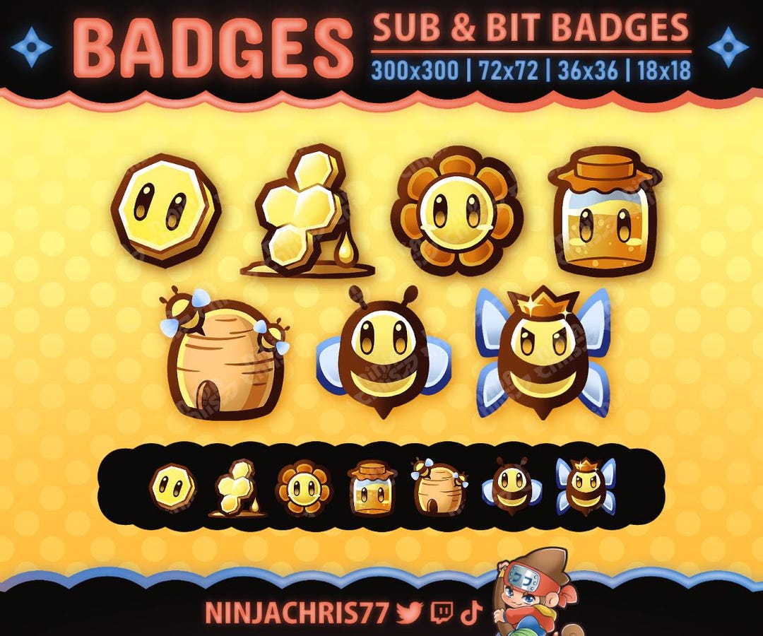 Cute Honey Bee Sub Badges | Twitch, Youtube, Kick (digital Download) - Etsy