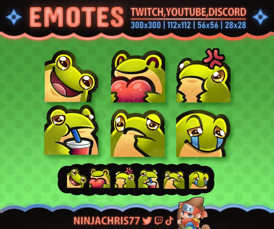 Frog Emote Set | 6 Froggy Emotes for Twitch, Youtube, Kick & Discord - Etsy