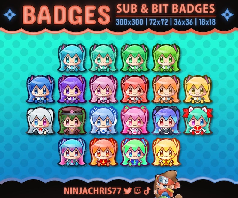 20 Miku Badges | Subscriber or Bit Badges for Twitch, Youtube & Kick - Etsy