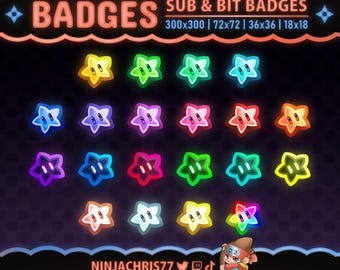 20 Star Badges | Subscriber or Bit Badges for Twitch, Youtube & Kick - Etsy