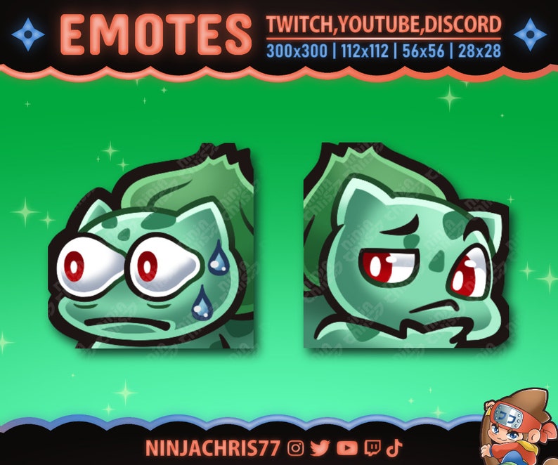Pokemon Emotes Bulbasaur Emotes for Twitch, Youtube, Kick & Discord - Etsy