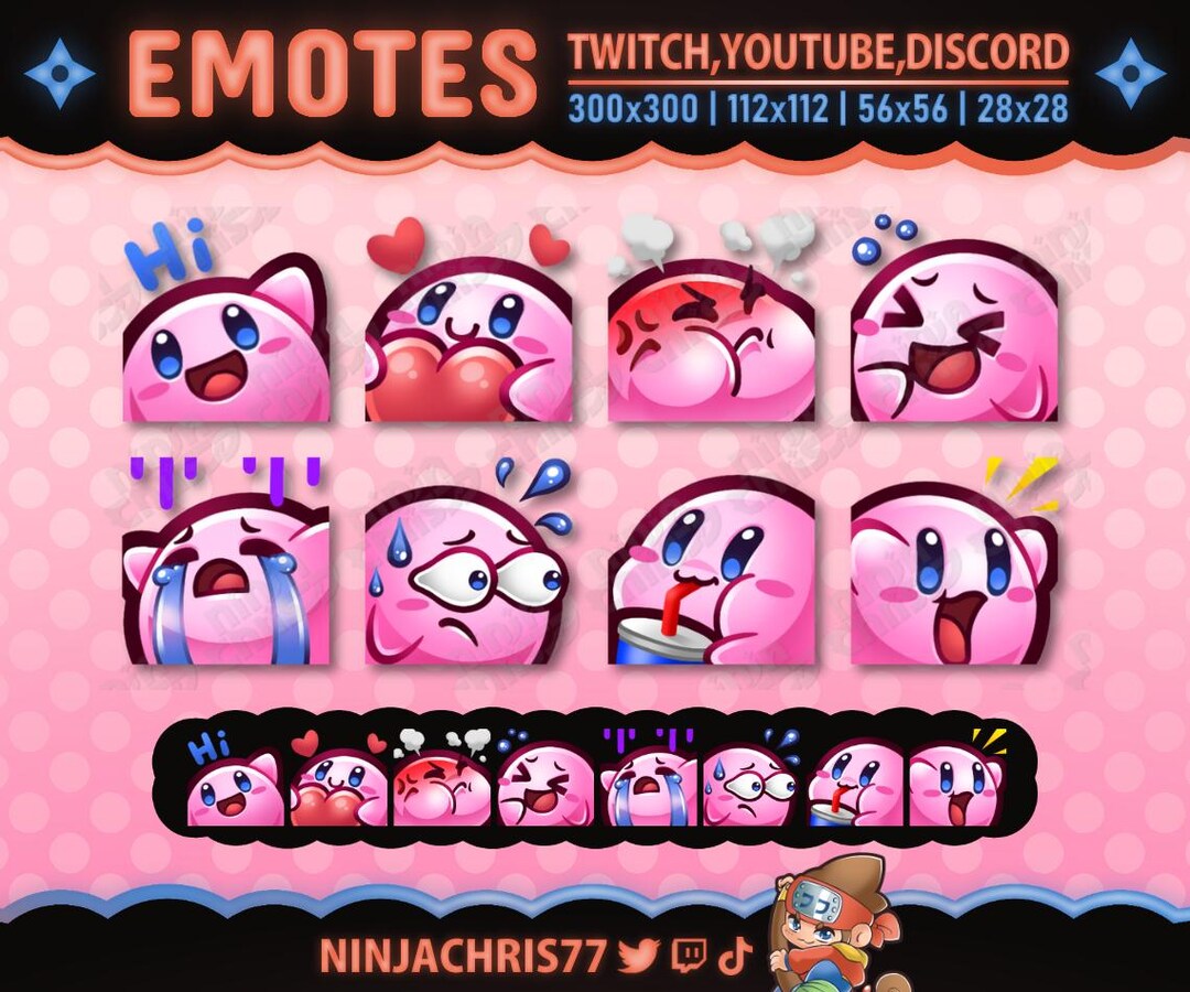 Kirby Emote Set #1 | 8 Emotes for Twitch, Youtube, Kick & Discord - Etsy