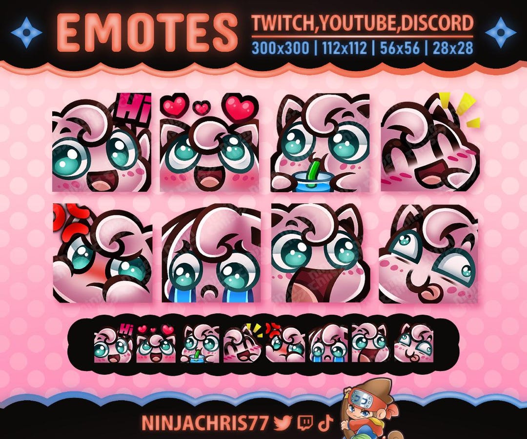 Jigglypuff Emotes | 8 Cute Pokemon for Twitch, Youtube, Kick & Discord ...