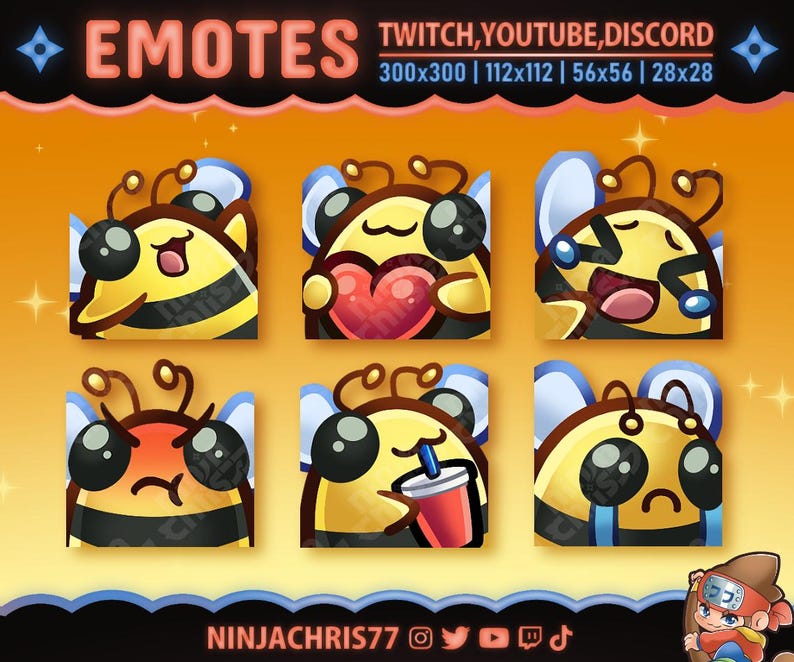 Bee Emote Set Honeybee Emotes for Twitch, Youtube, Kick & Discord - Etsy